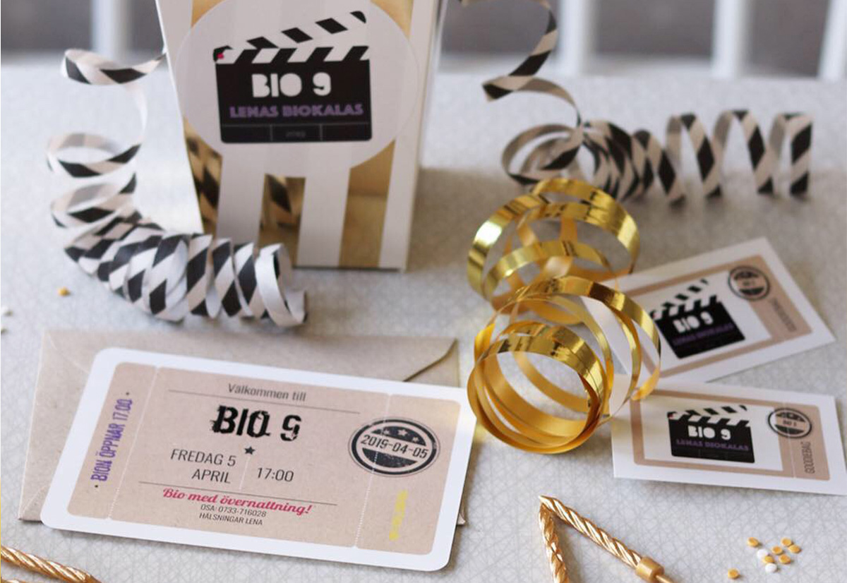 Invitationer og pynt til børnefødselsdag og fest