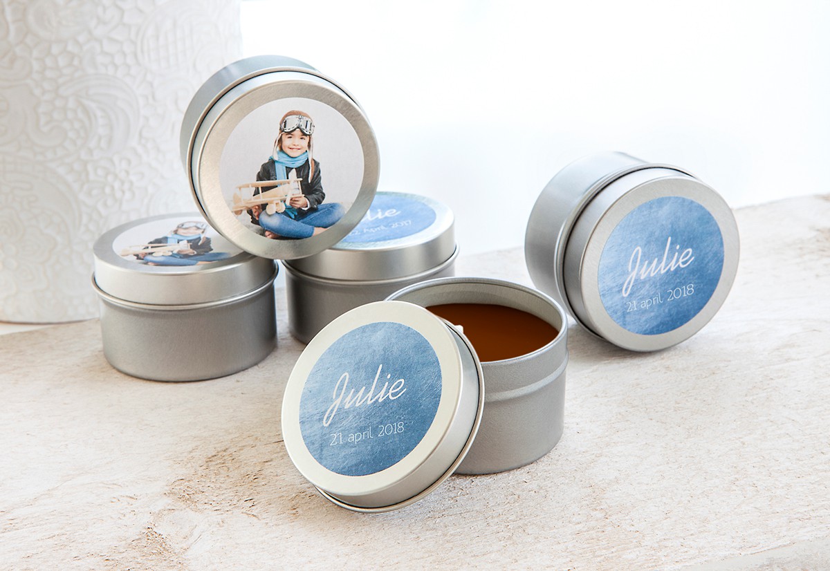 Bougies personnalisées avec stickers ou magnet